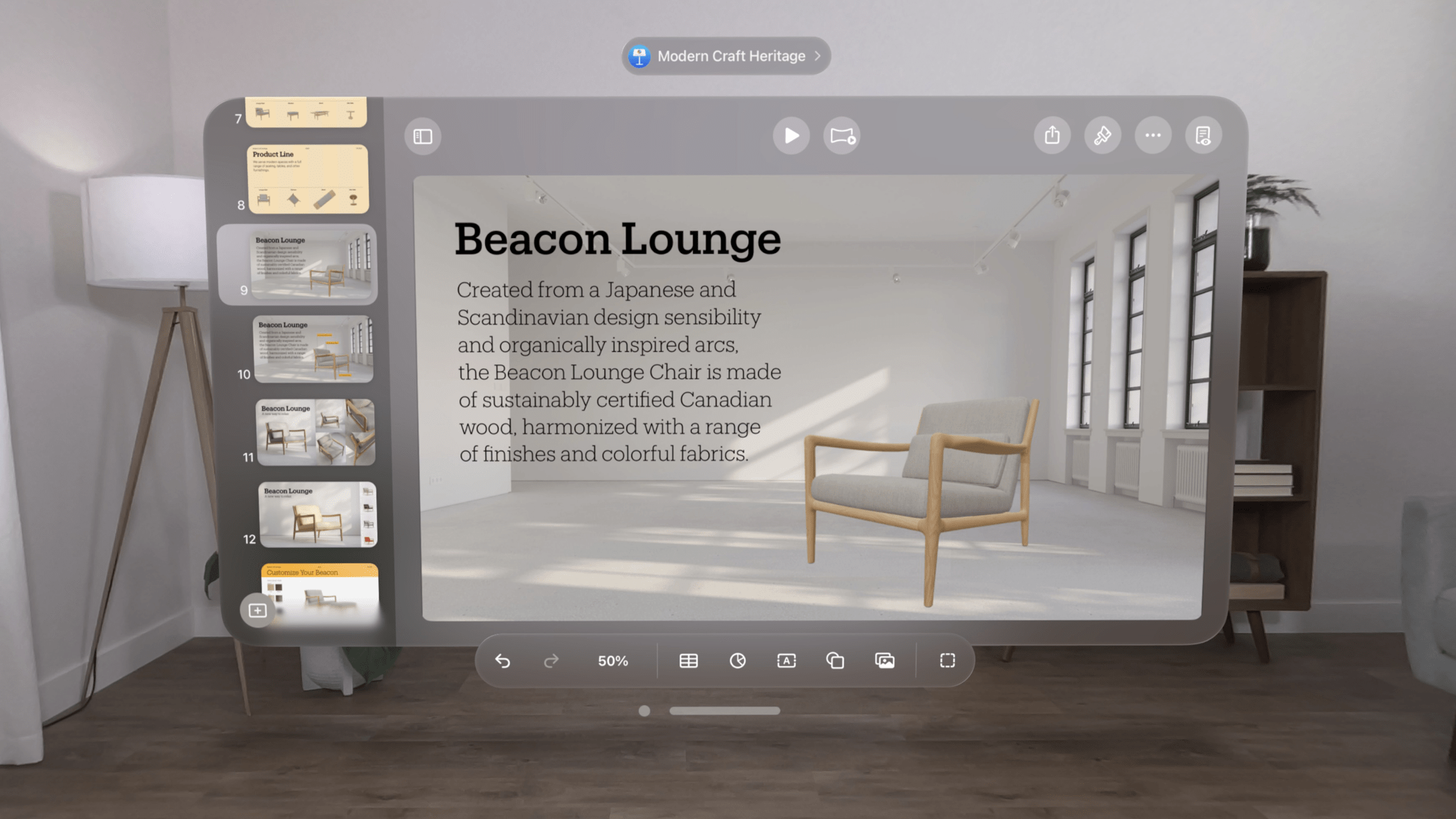 Here’s a look at what Keynote looks like on Apple Vision Pro