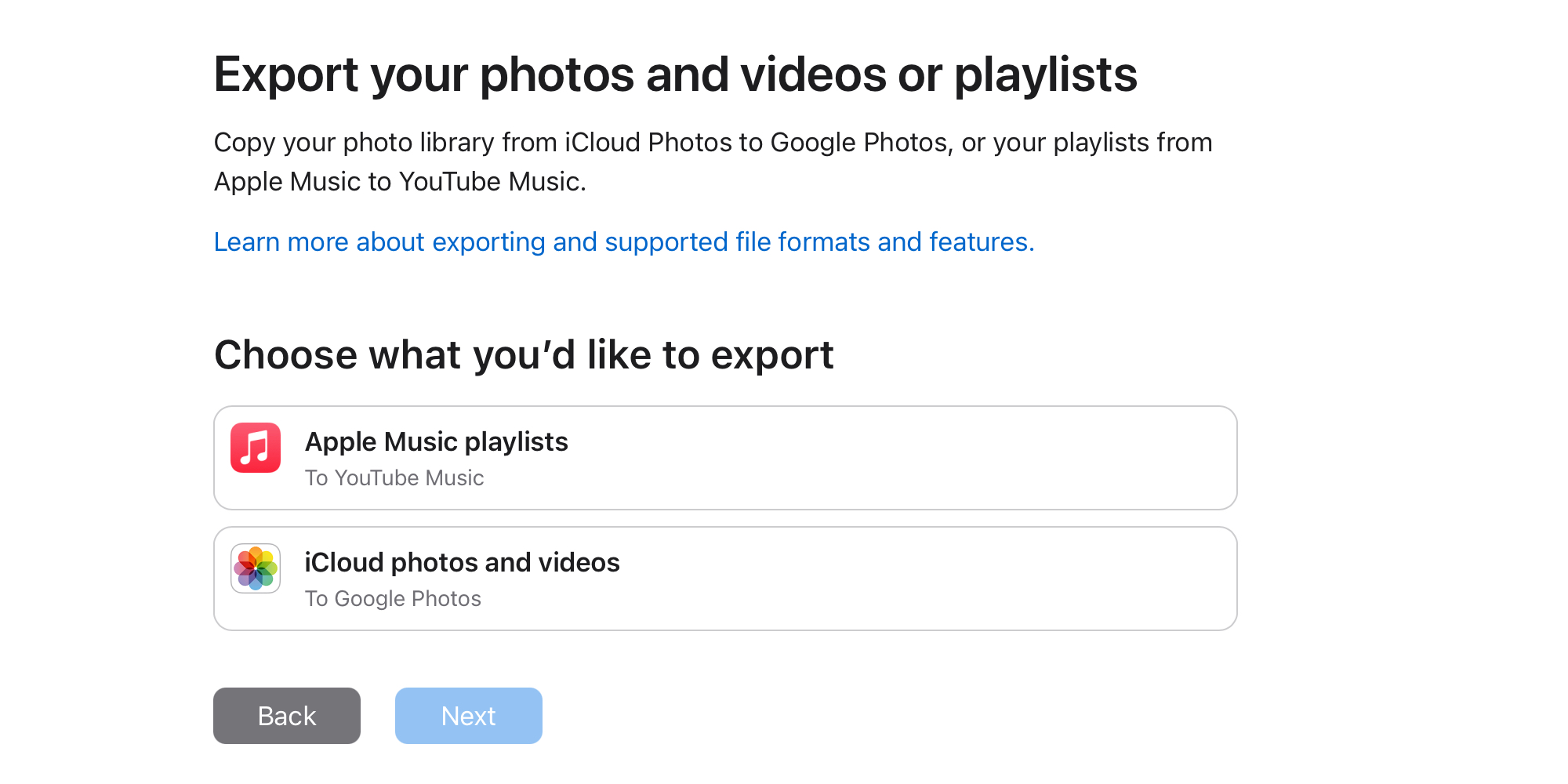 Apple Music can now transfer playlists to and from YouTube Music, but not Spotify