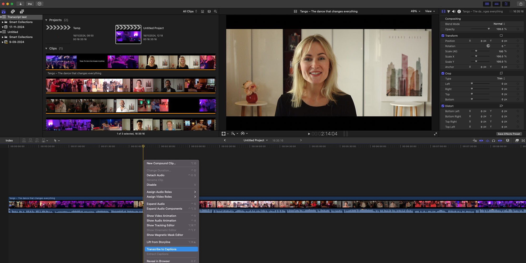 Final Cut Pro 11 auto-caption feature is a huge win
