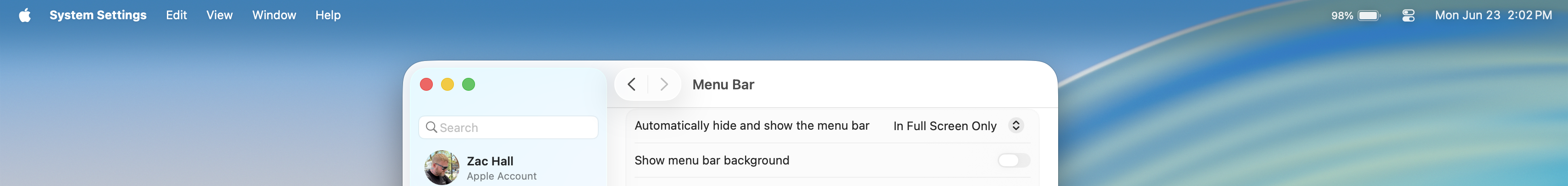 macOS Tahoe 26 beta 2 includes toggle to restore menu bar background ...