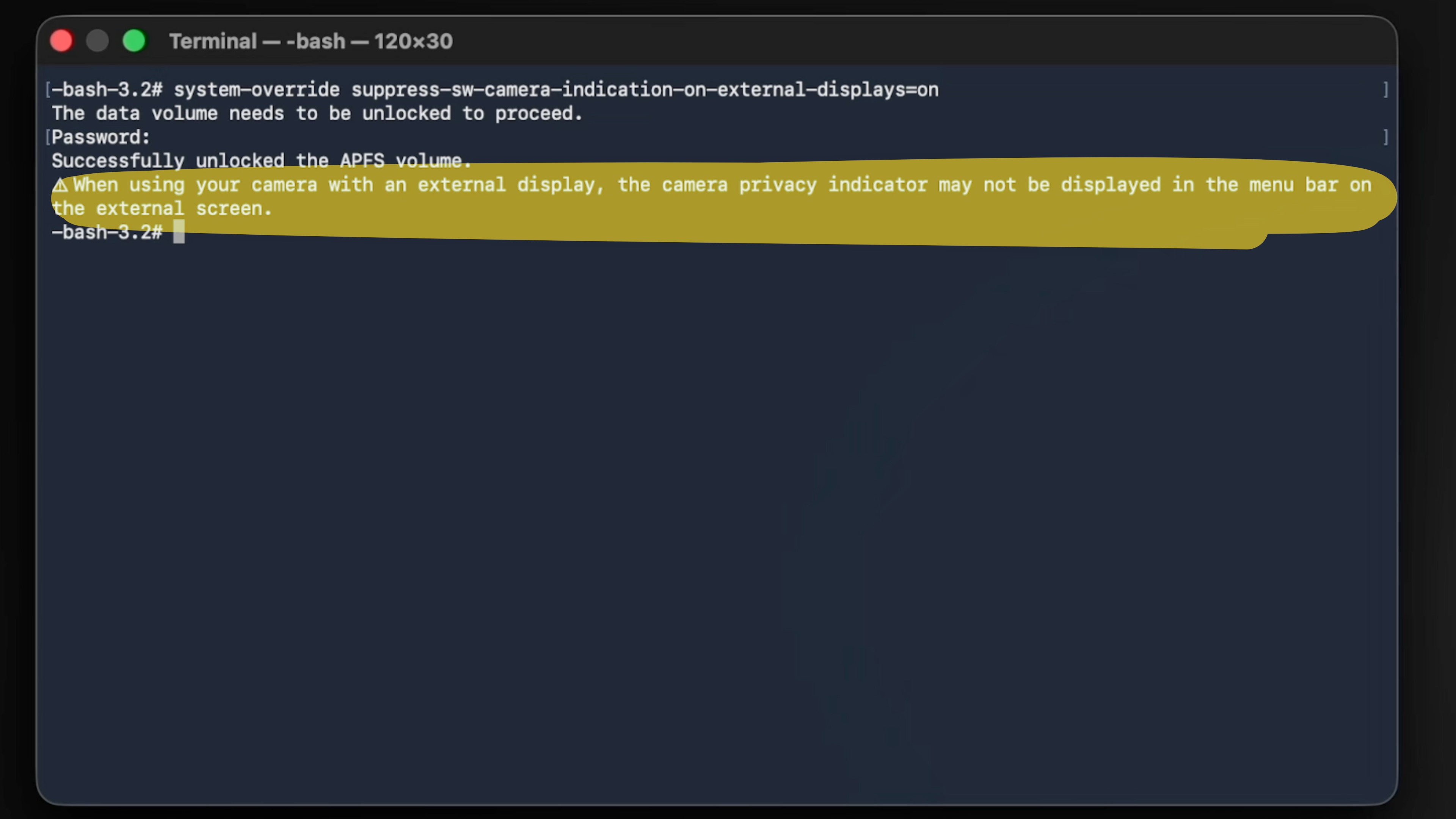 How to disable privacy indicators on external displays connected to ...