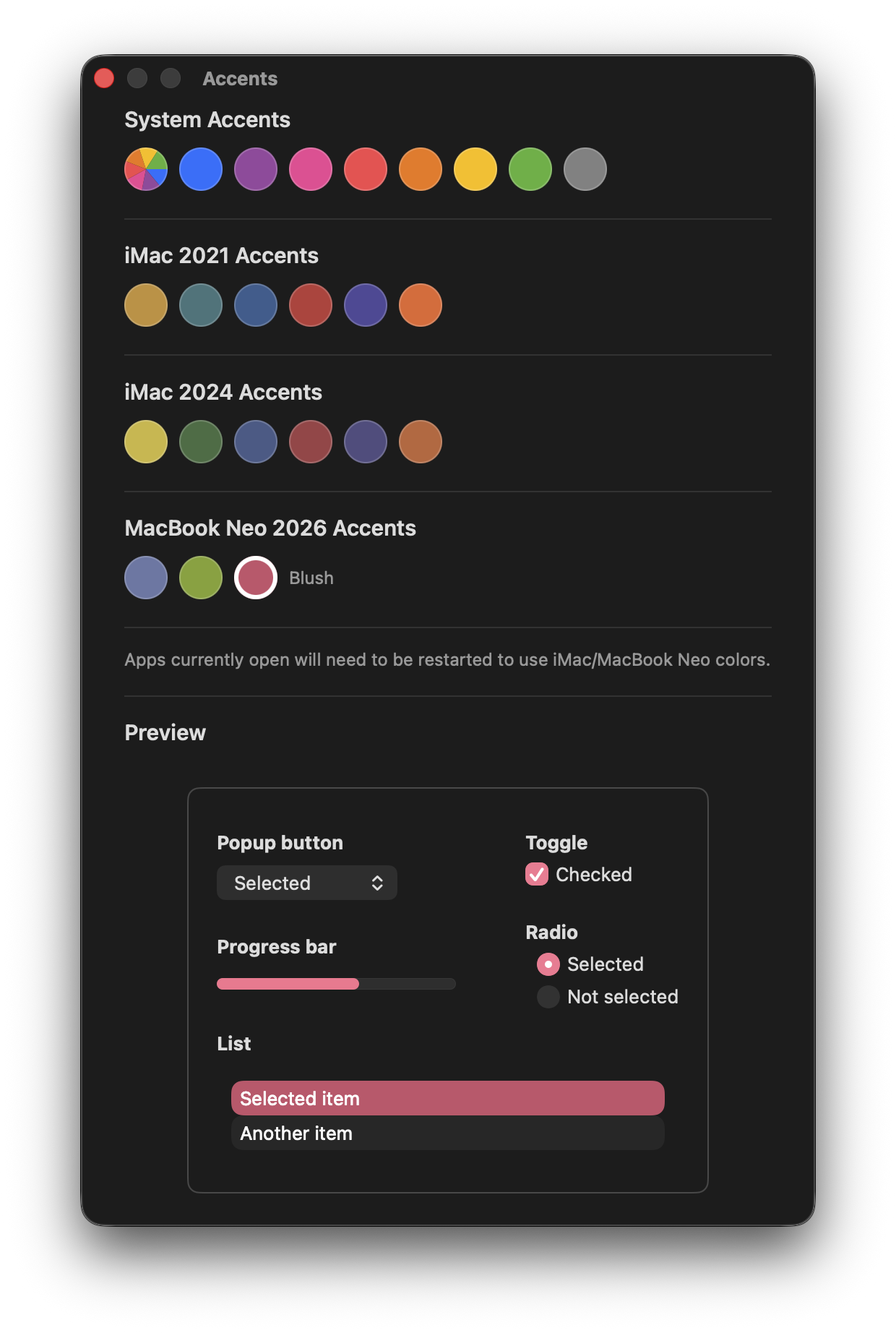 This app adds MacBook Neo and iMac accent colors to any Mac
