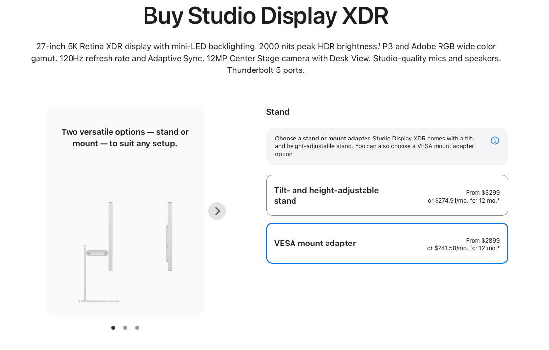 Apple drops price of Studio Display XDR without stand option by $400 ...