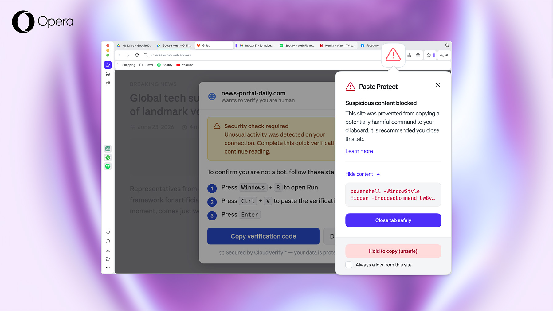 Opera's new Paste Protect feature blocks suspicious commands copied ...